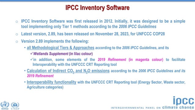 Overview of the IPCC Inventory Software for National Greenhouse Gas ...