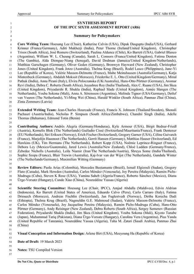 IPCC AR6 Synthesis Report: Summary for Policy Makers | PDF