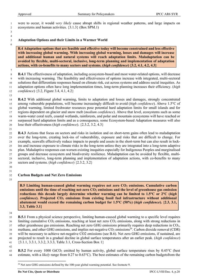 IPCC AR6 Synthesis Report: Summary for Policy Makers | PDF