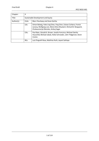 Ipcc chapter 14 sustainable development and equity | PDF