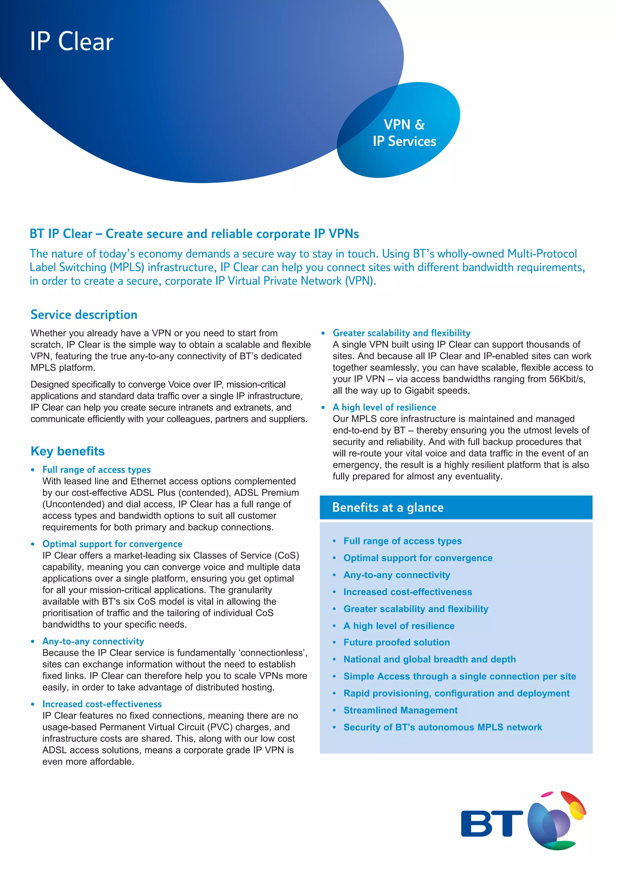 BT IP Clear Factsheet | PDF