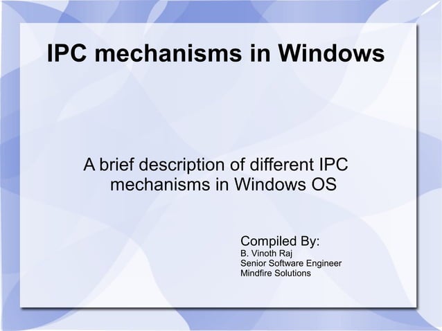 IPC mechanisms in windows | PPT