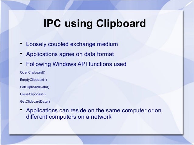 IPC mechanisms in windows IPC mechanisms in windows