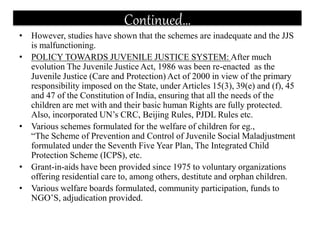 An analysis juvenile justice system in India | PPTX
