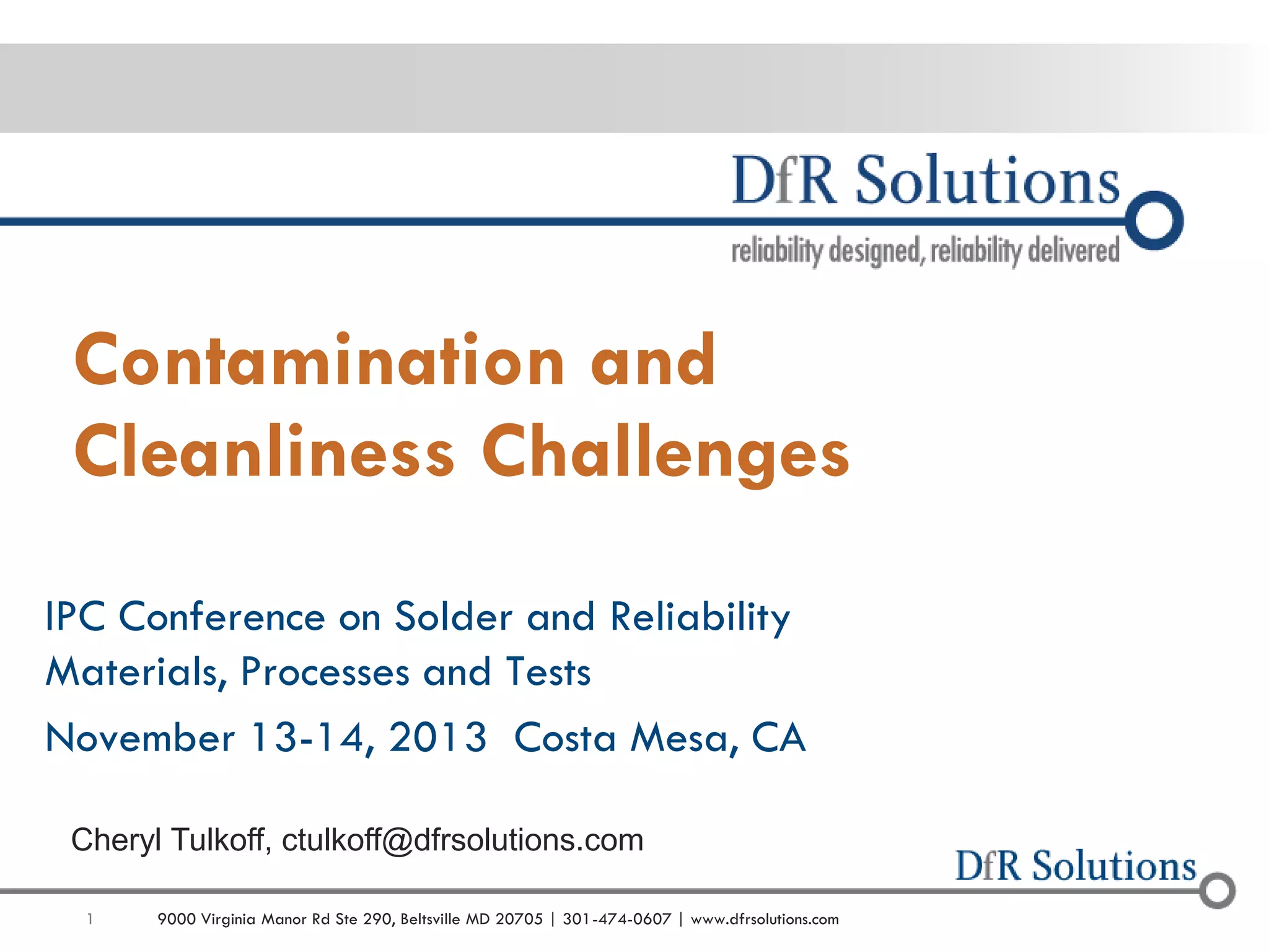 Contamination & Cleanliness Challenges in Electronics | PDF