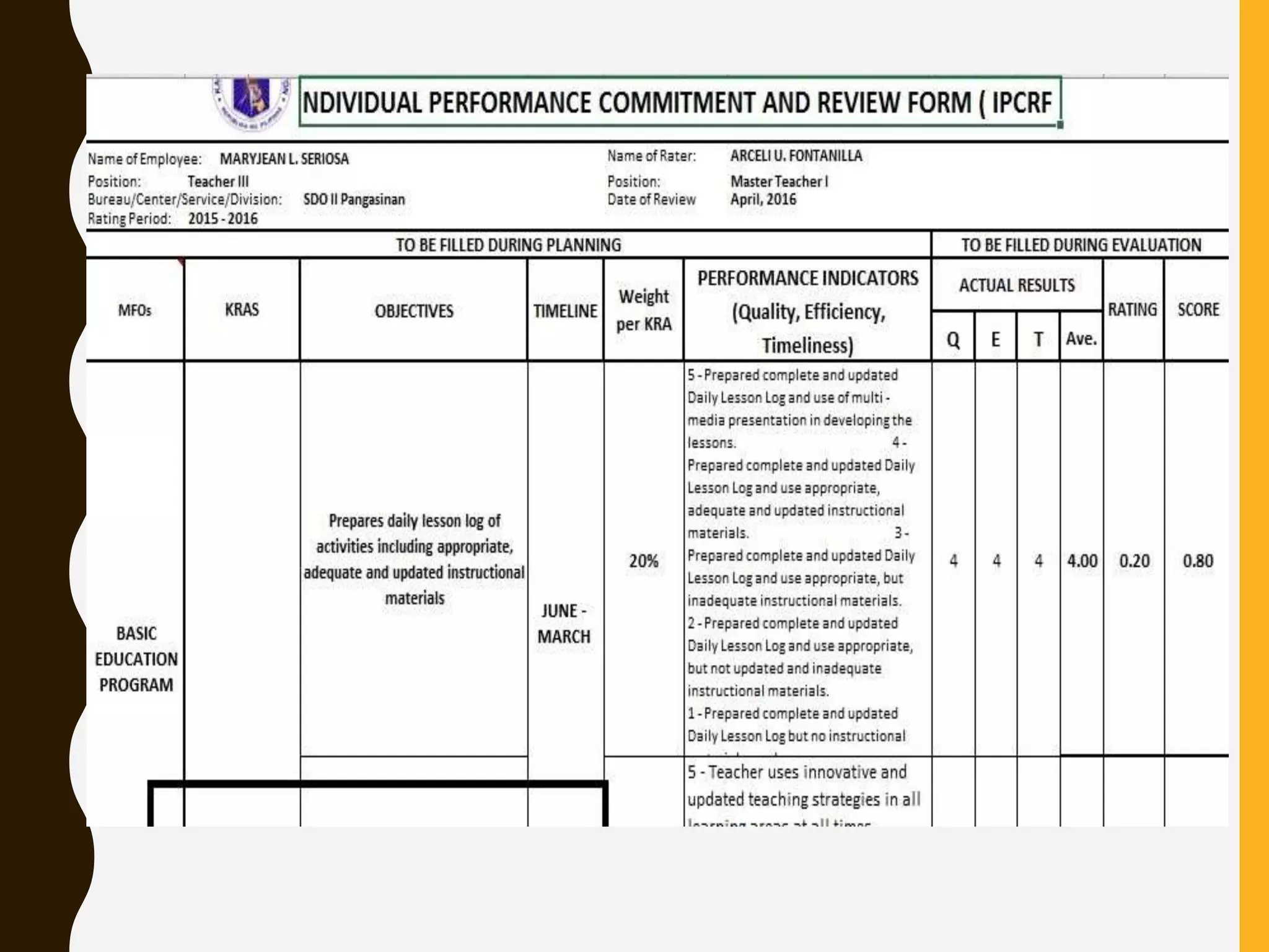 Ipcrf presentation 2018 | PPTX
