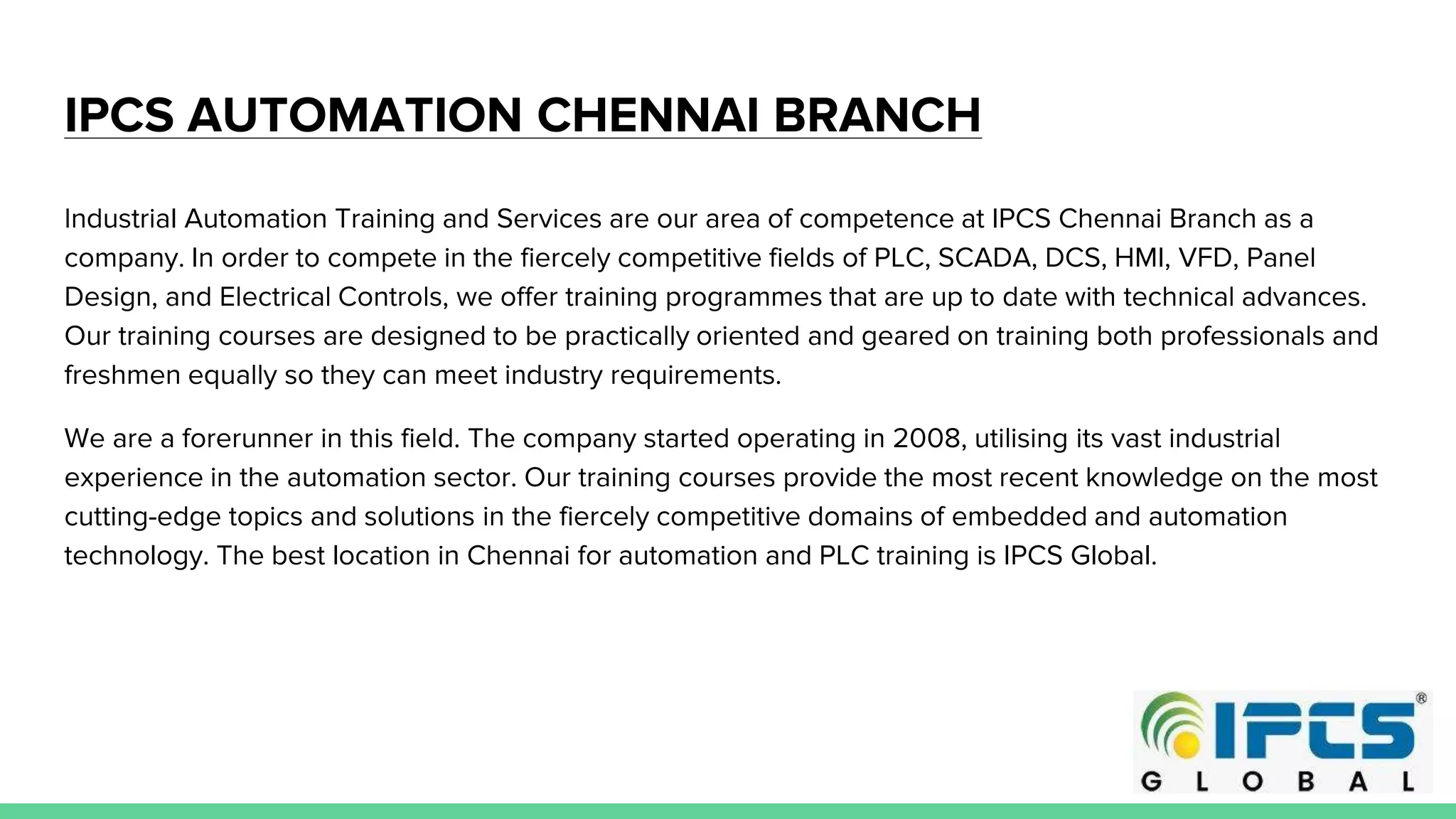 IPCS Automation Training Courses in Chennai | PPT