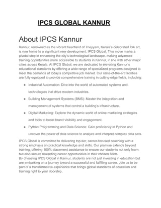 "IPCS Global Kannur: Excellence in Training" | PDF