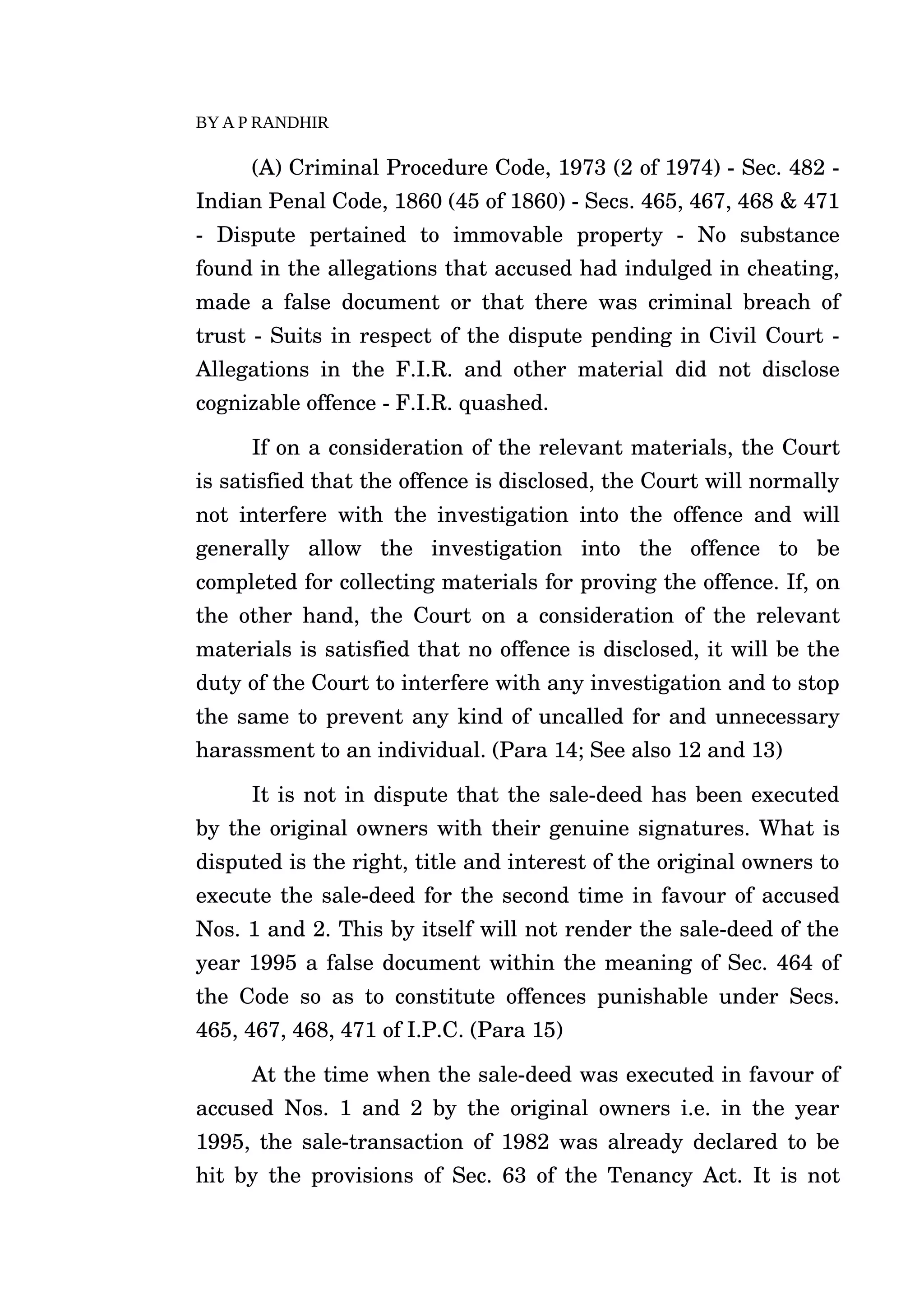 IPC section 406 & 420 difference by a p randhir | PDF