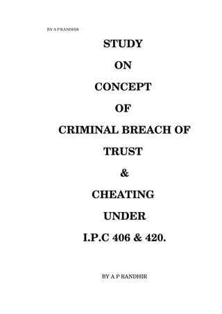 IPC section 406 & 420 difference by a p randhir | PDF