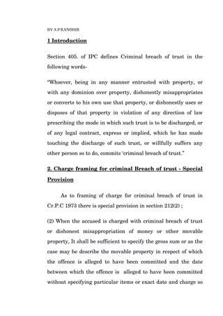 IPC section 406 & 420 difference by a p randhir | PDF