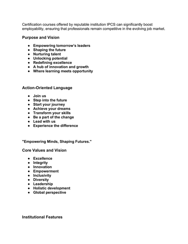 IPCS GLOBAL KANNUR. description about the institute | PDF