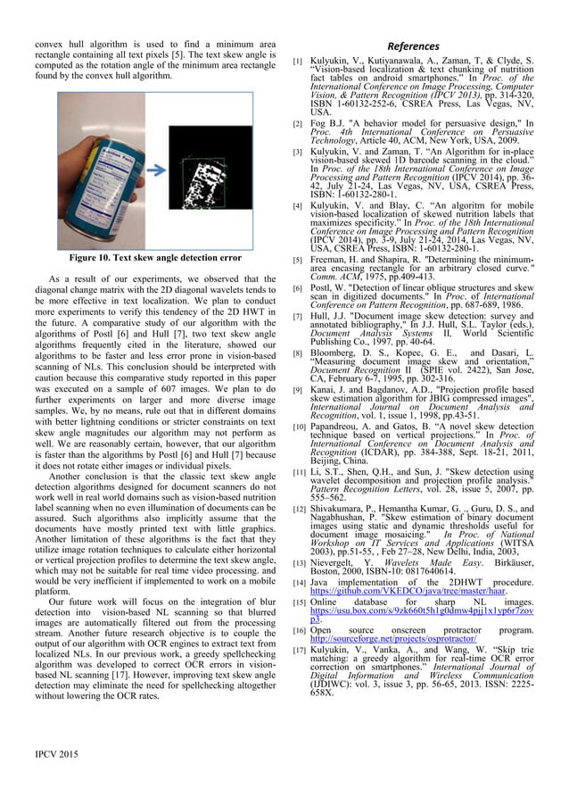 Text Skew Angle Detection In Vision Based Scanning Of Nutrition Labels Pdf