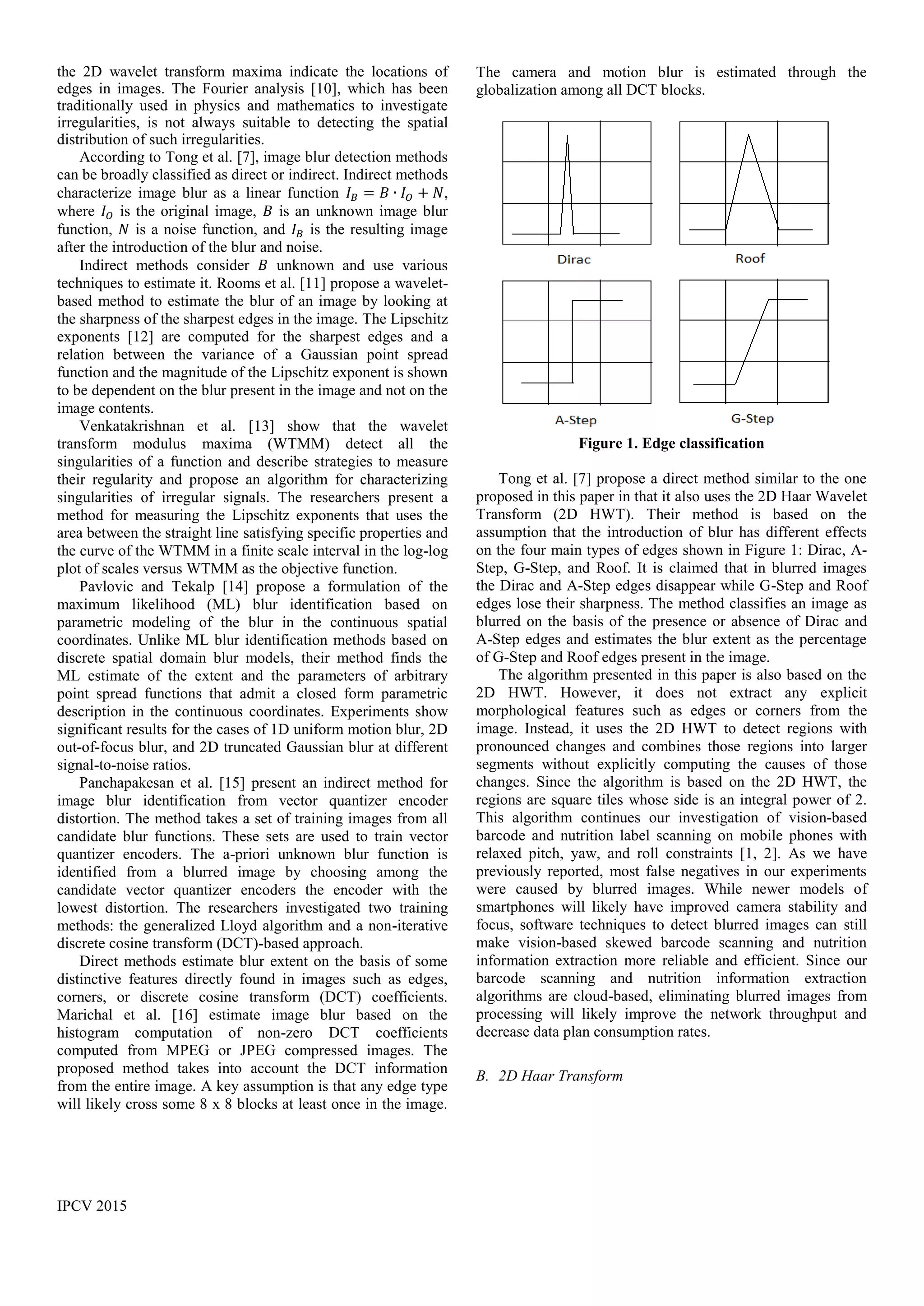 Image Blur Detection With 2d Haar Wavelet Transform And Its Effect On Skewed Barcode Scanning