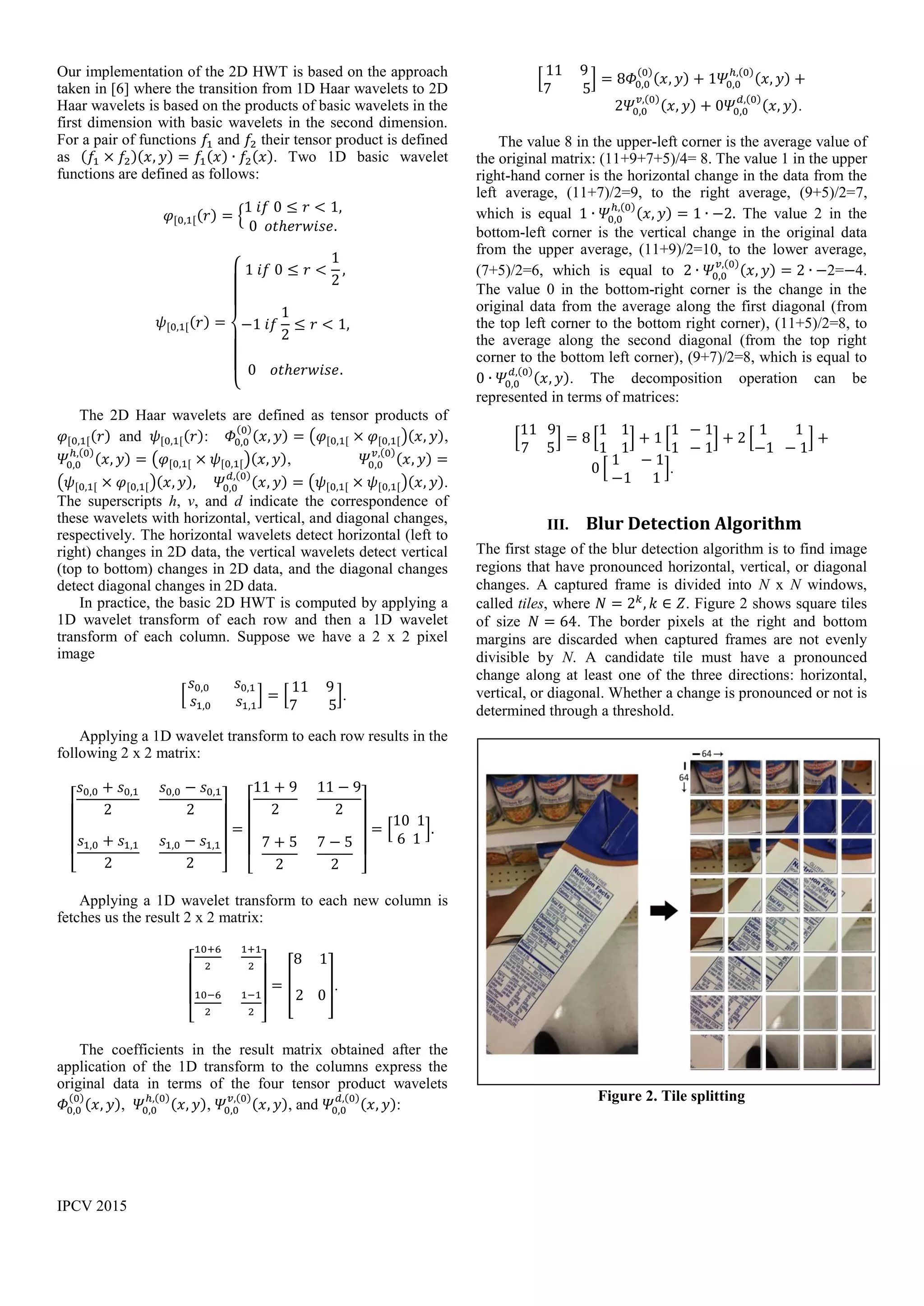 Image Blur Detection With 2d Haar Wavelet Transform And Its Effect On Skewed Barcode Scanning