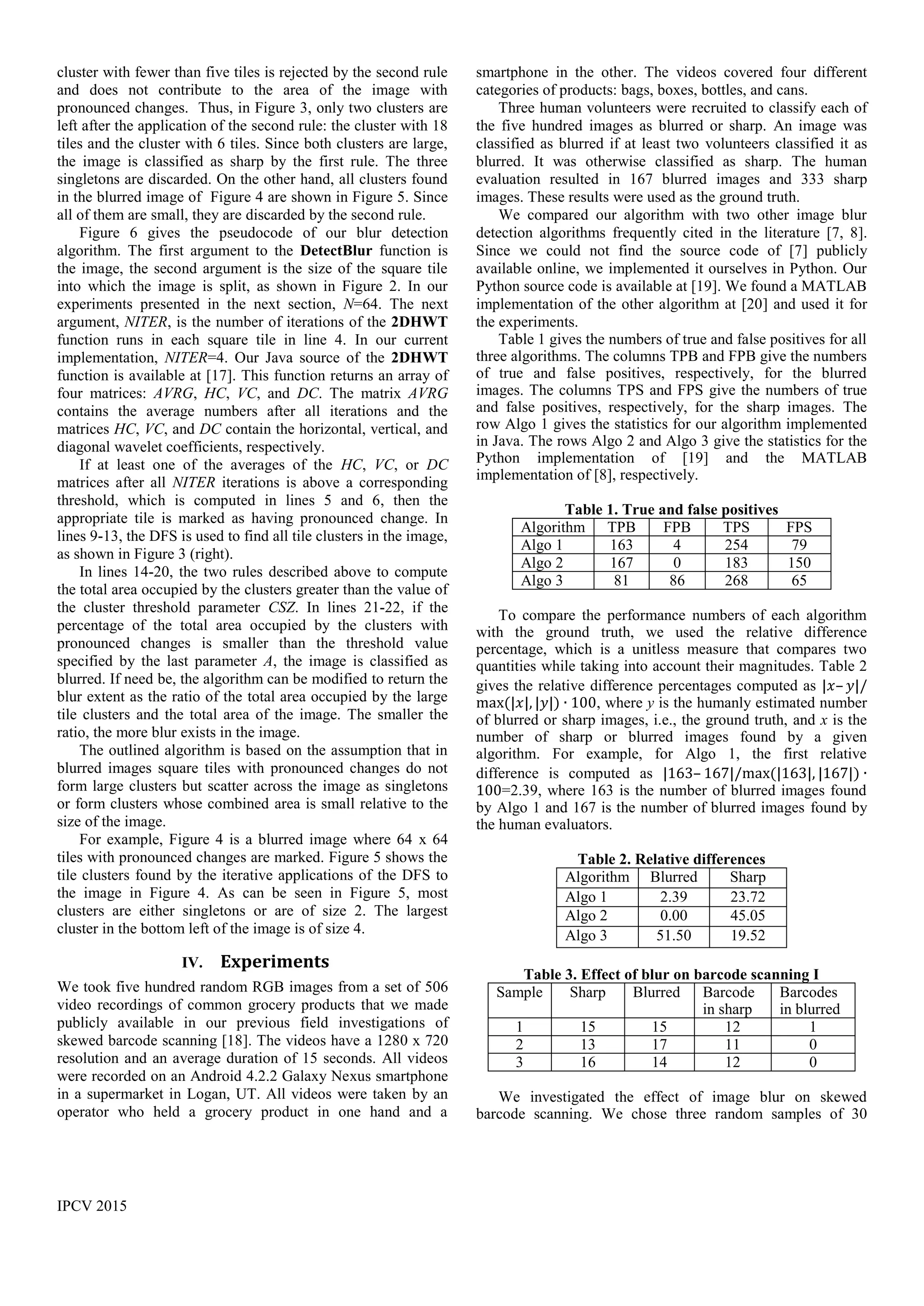 Image Blur Detection With 2d Haar Wavelet Transform And Its Effect On Skewed Barcode Scanning