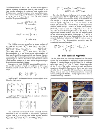 Image Blur Detection with 2D Haar Wavelet Transform and Its Effect on ...
