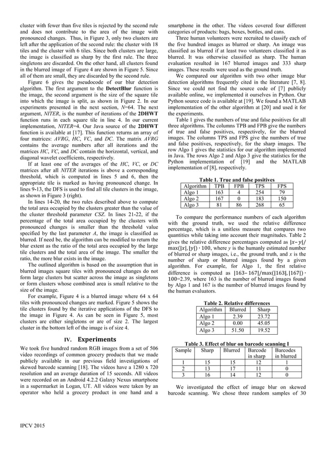Image Blur Detection With 2d Haar Wavelet Transform And Its Effect On Skewed Barcode Scanning Pdf