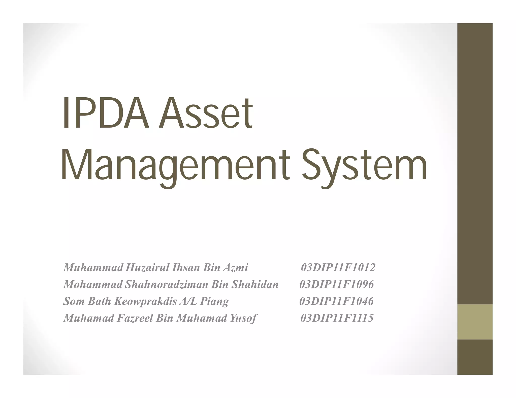 IPDA Asset Management System | PPT