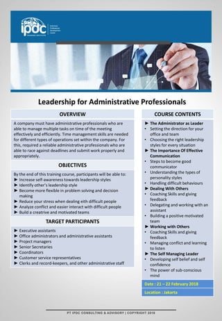 IPDC 2018 - Leadership for Administrative Professionals | PDF ...