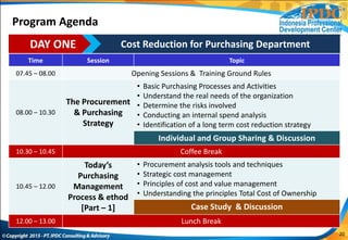 IPDC Training - Cost Reduction Program | PPT