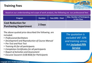 IPDC Training - Cost Reduction Program | PPT