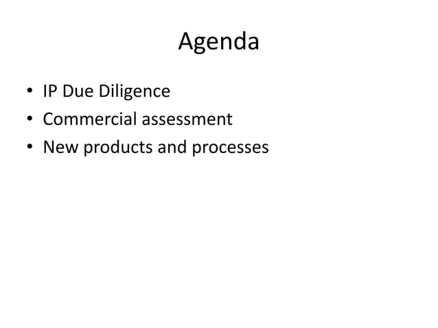 IP Due Diligence & Commercial Assessment pvs giridhar v2 | PPT