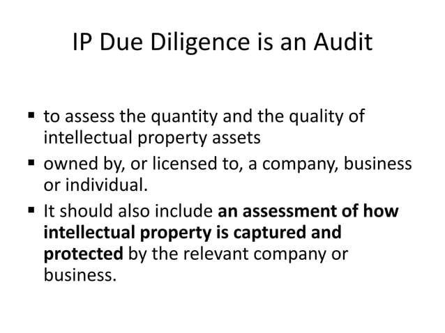 IP Due Diligence & Commercial Assessment pvs giridhar v2 | PPT