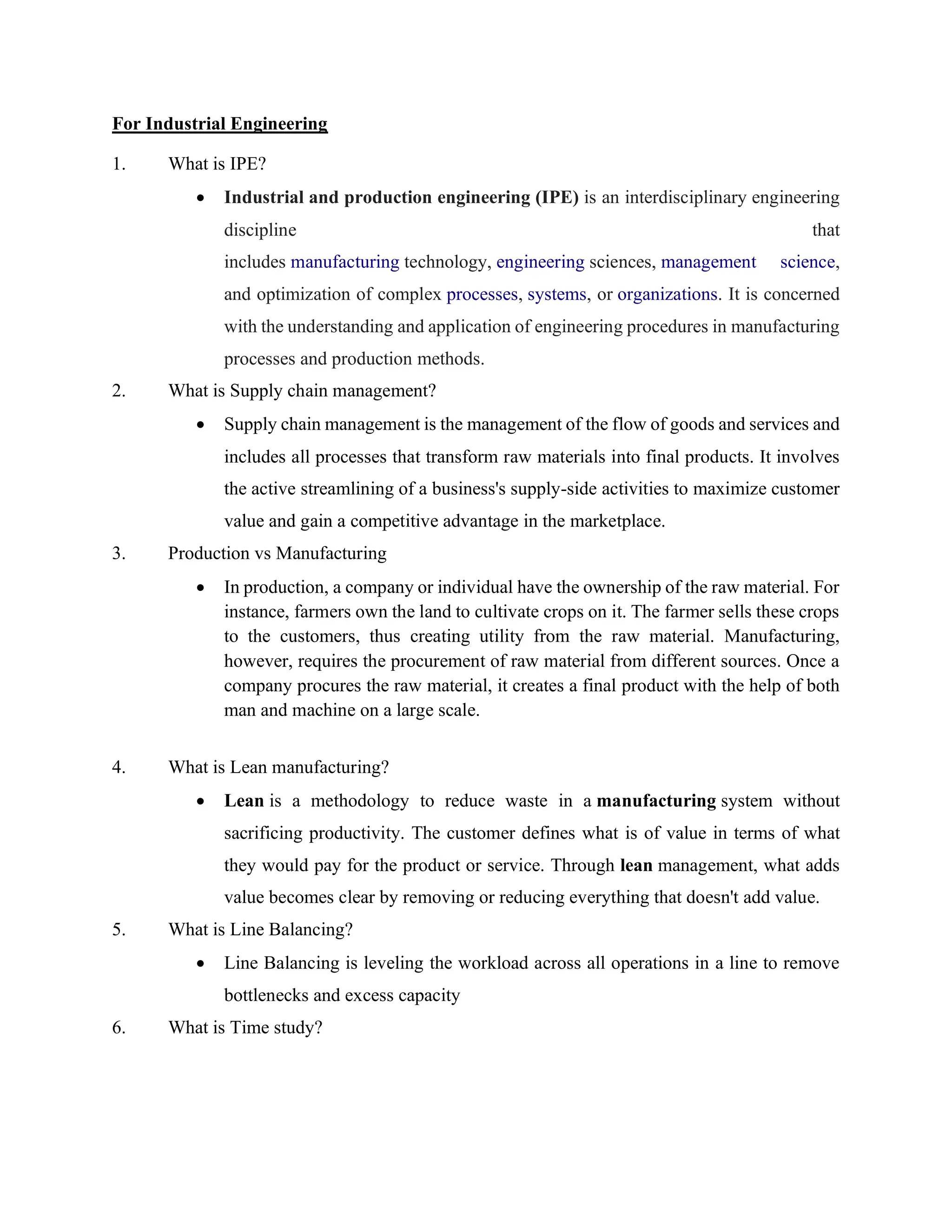 Industrial & production Engineering (IPE) interview question.pdf ...