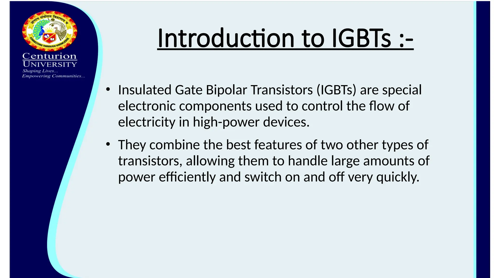 IPE PROJECT PPT.pptx centurion igbt based | PPTX