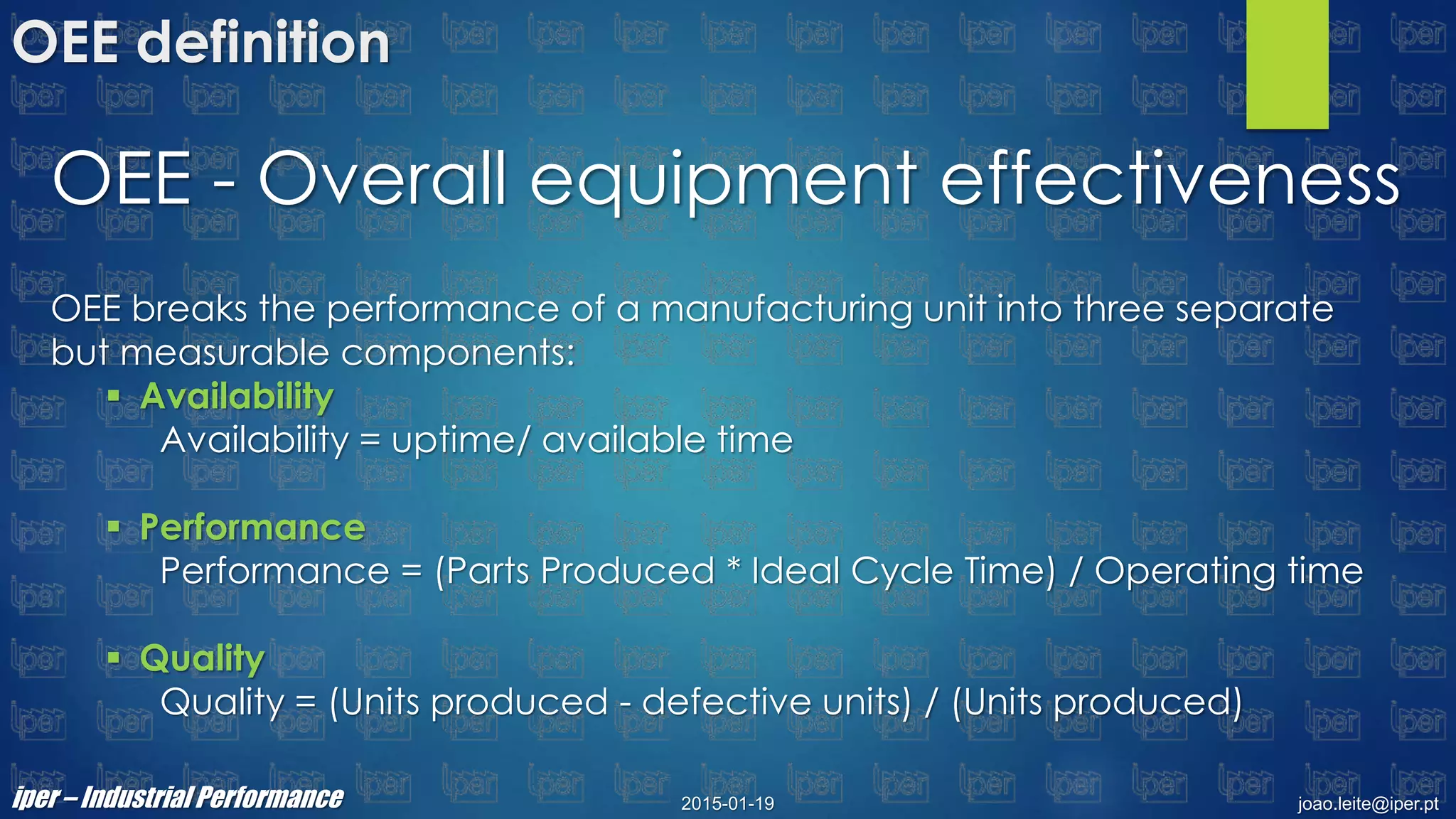 The reliability of the OEE indicator | PPT