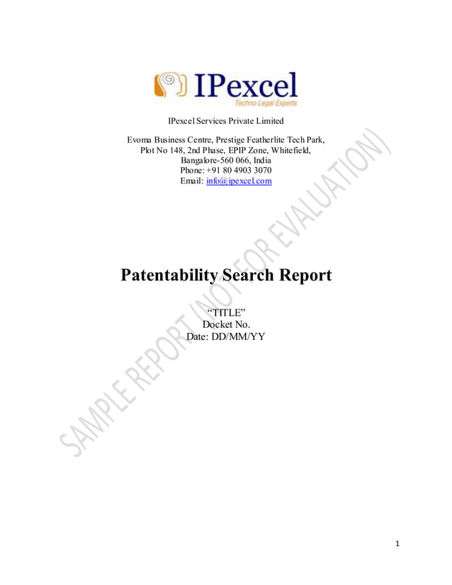 IPexcel - Patentability search report | PDF