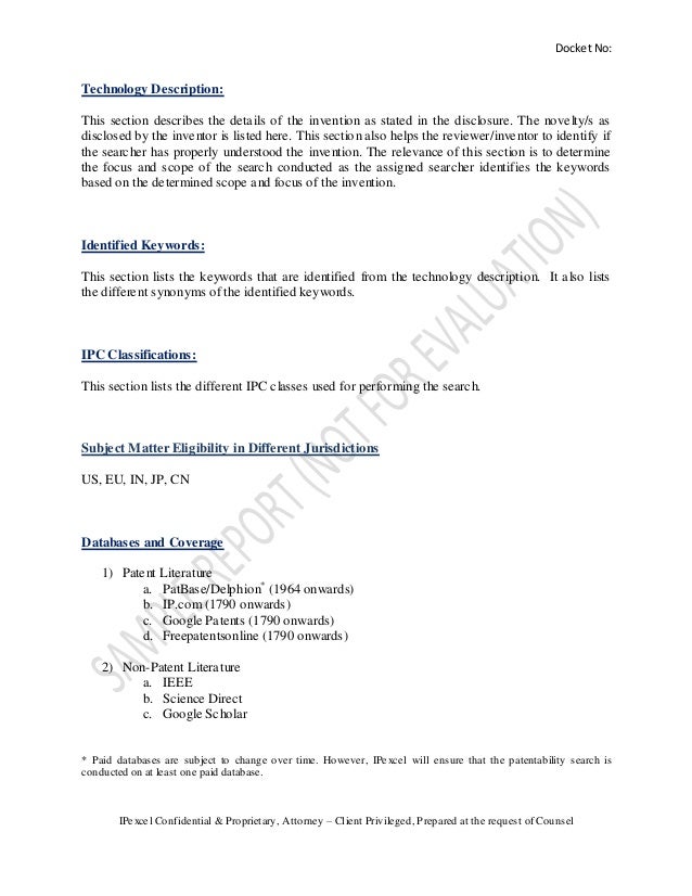 Ipexcel Patentability Search Report