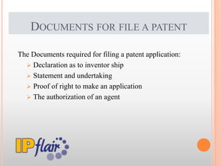 Filing a Patent Process in India | PPTX