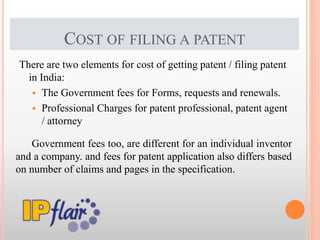 Filing a Patent Process in India | PPTX