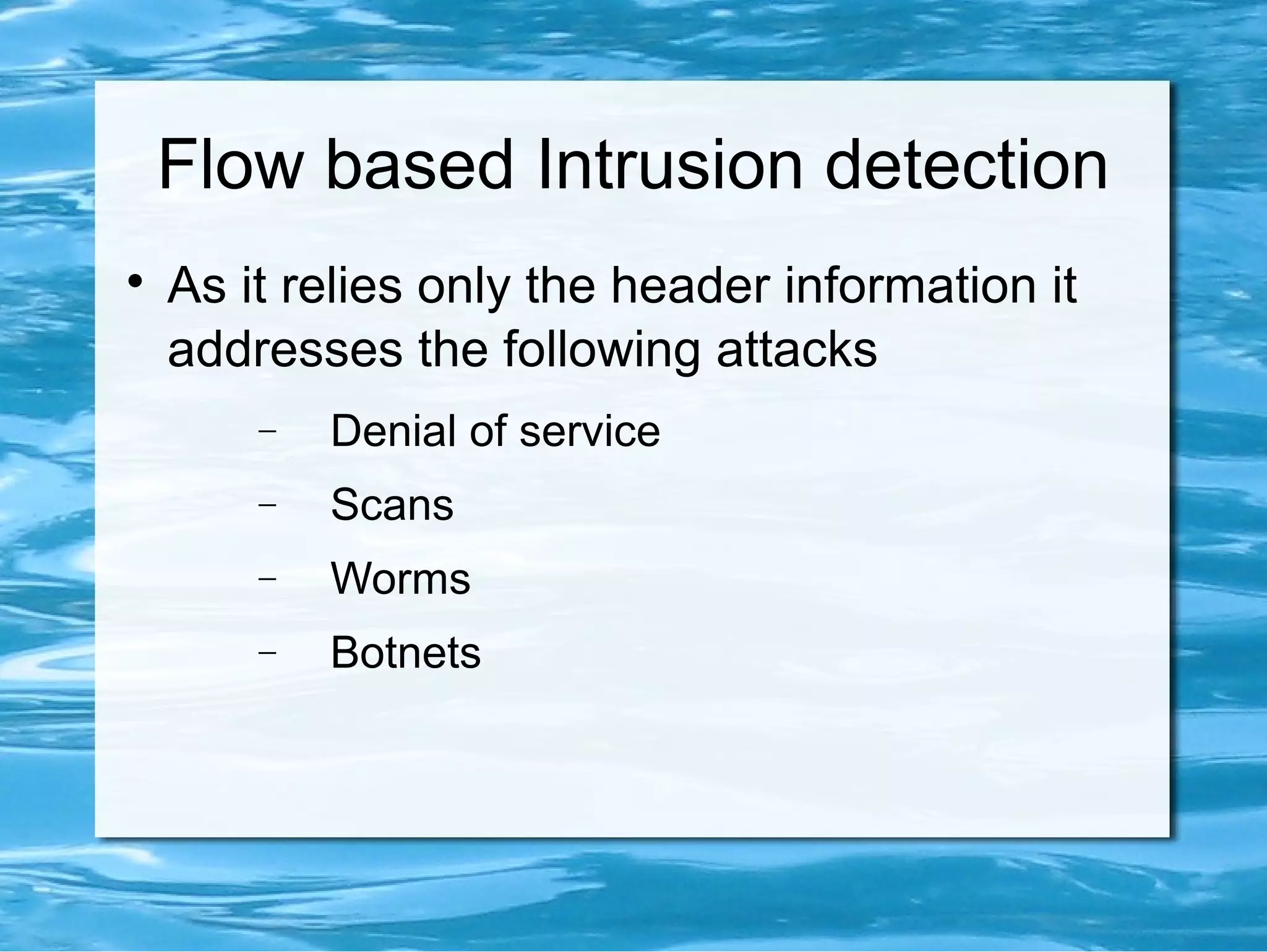 IP flow based intrusion detection | PPT | Computer Networking | Computing