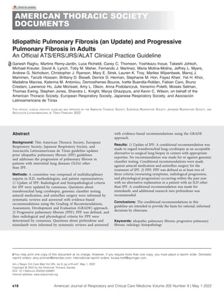 IPF & Progressive Pulmonary Fibrosis in Adult ATS ERS JRS Clinical ...