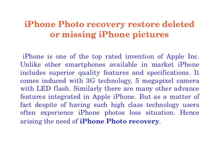 Iphone photo recovery - militaryreka