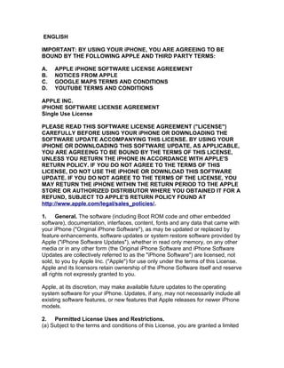 I Phone Software License | RTF