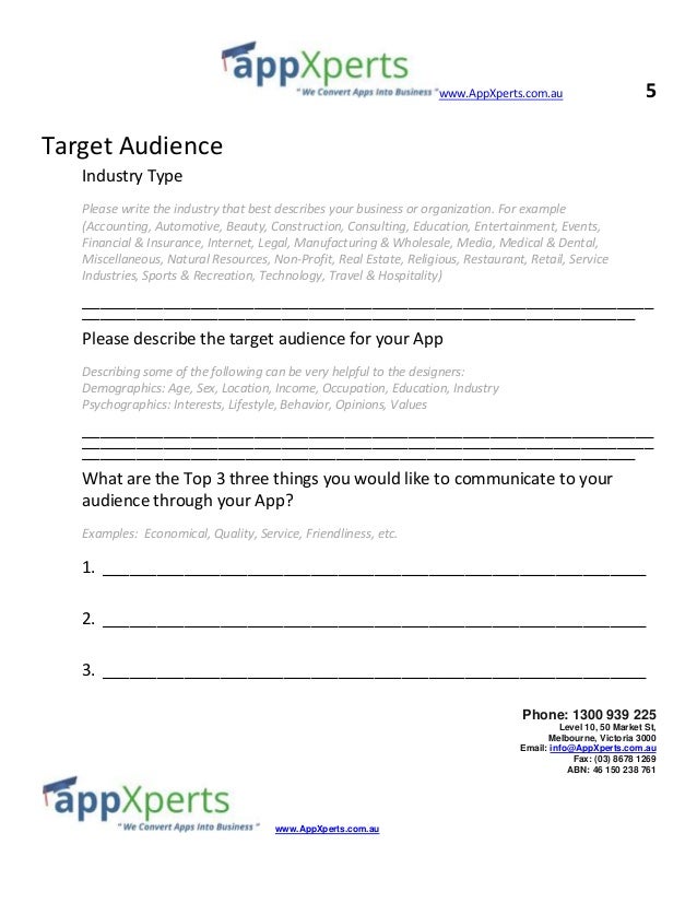 IPhone and iPad App design and development questionnaire