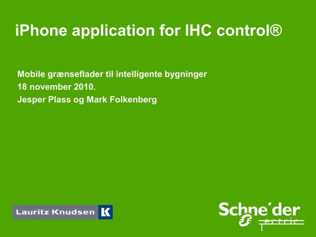 iPhone application for IHC control® af Jesper Plass og Mark Folkenberg ...