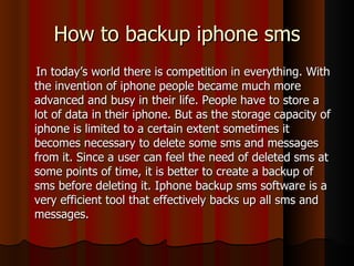 backup iphone sms to computer | PPT