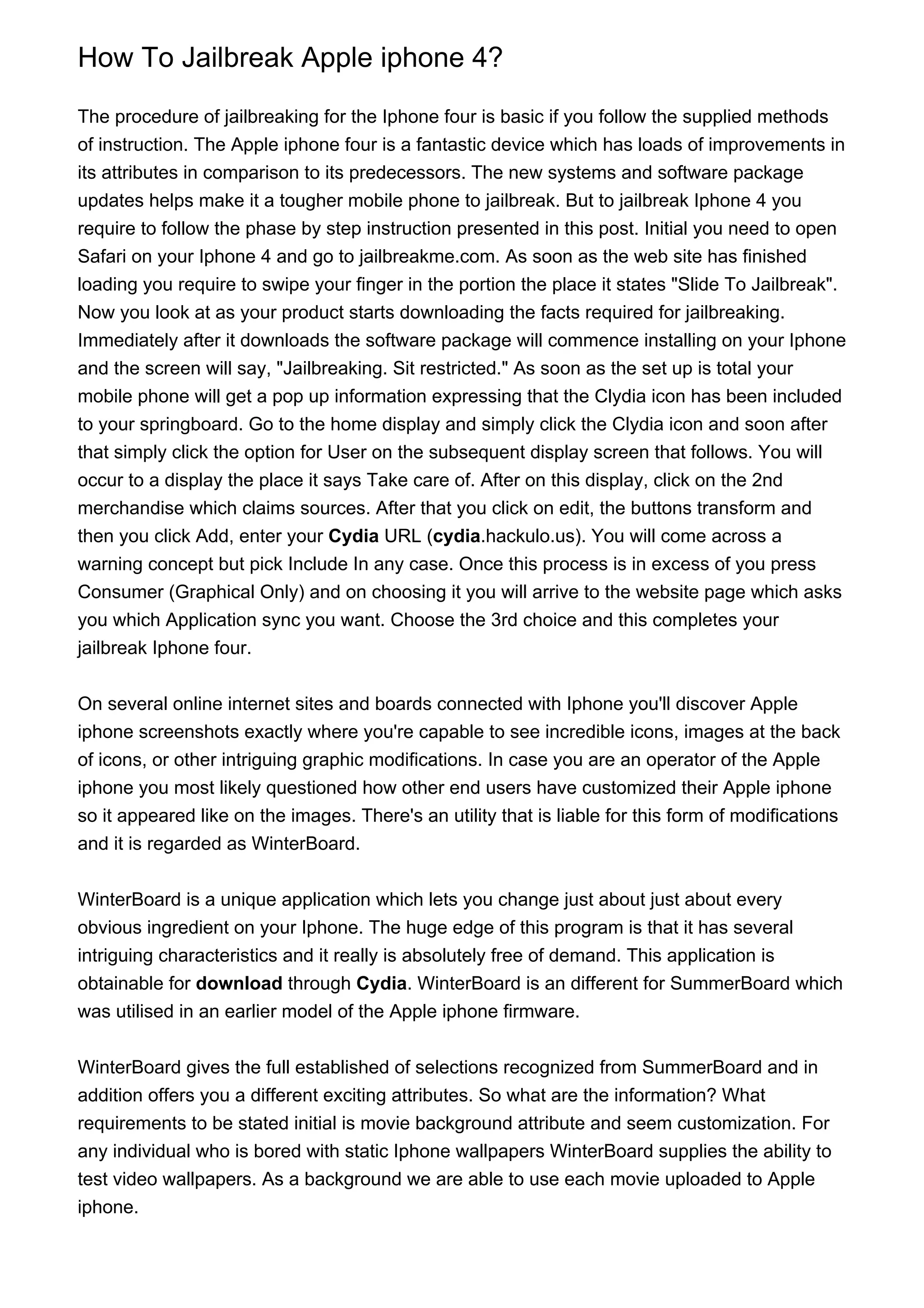 How To Jailbreak Apple iphone 4? | PDF