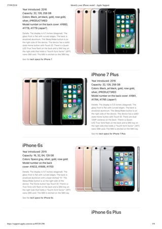 iPhone model by its model number and other details | PDF