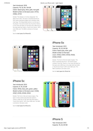 iPhone model by its model number and other details | PDF