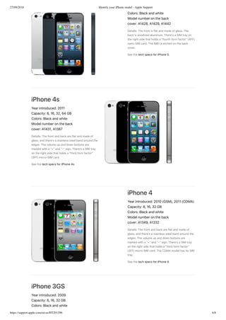 iPhone model by its model number and other details | PDF