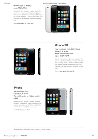 iPhone model by its model number and other details | PDF