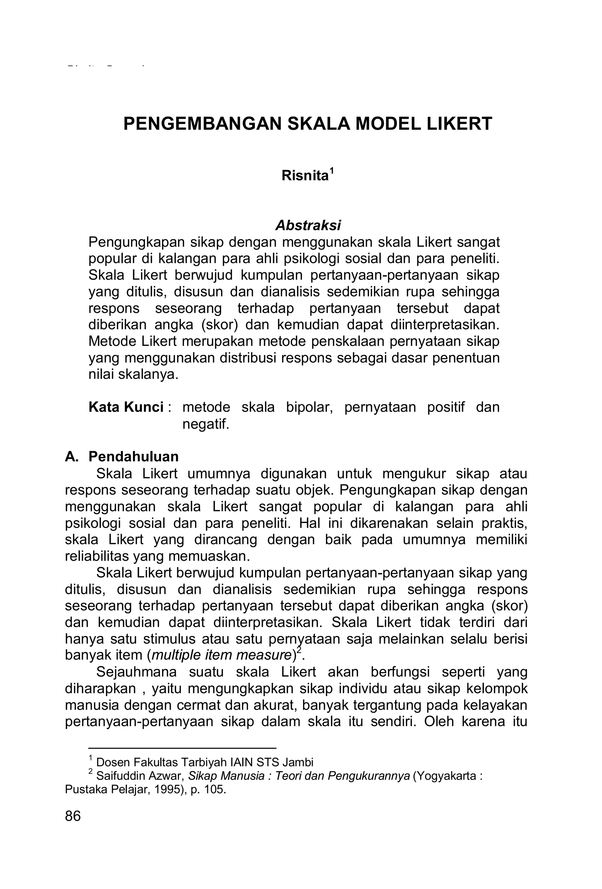 Skala Model Likert | PDF