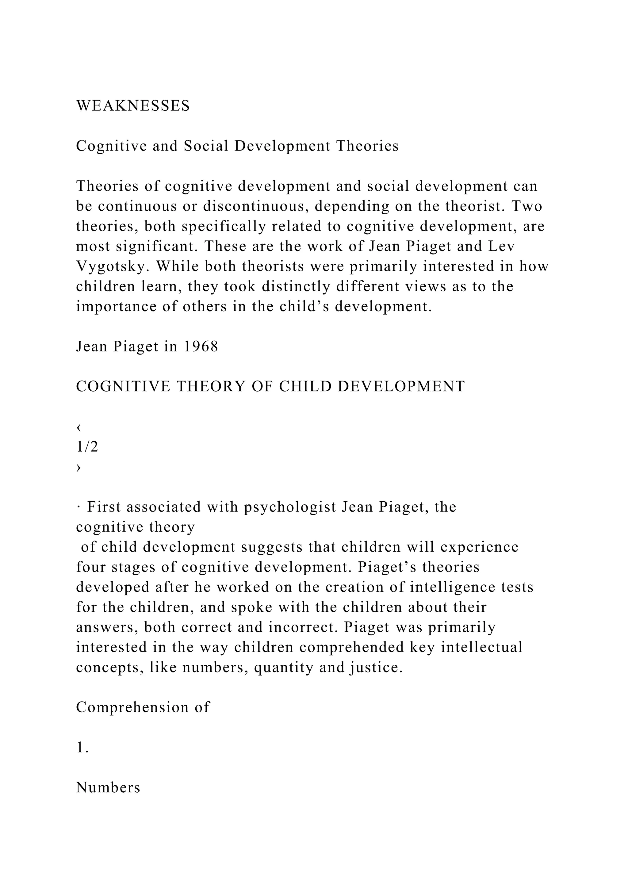 I picked Piagets Cognitive Development TheoryAssignment In.docx