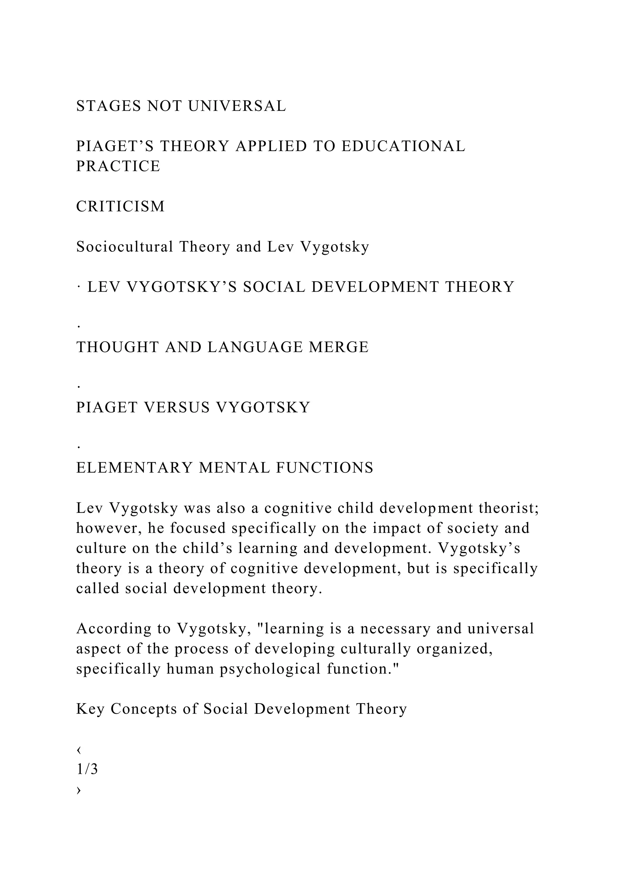 I picked Piagets Cognitive Development TheoryAssignment In.docx